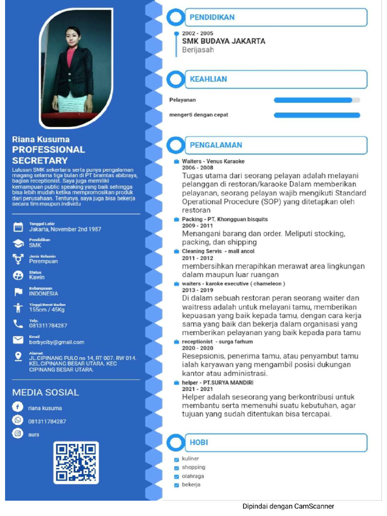Riana Kusuma Lamaran Terbaru CV | PDF