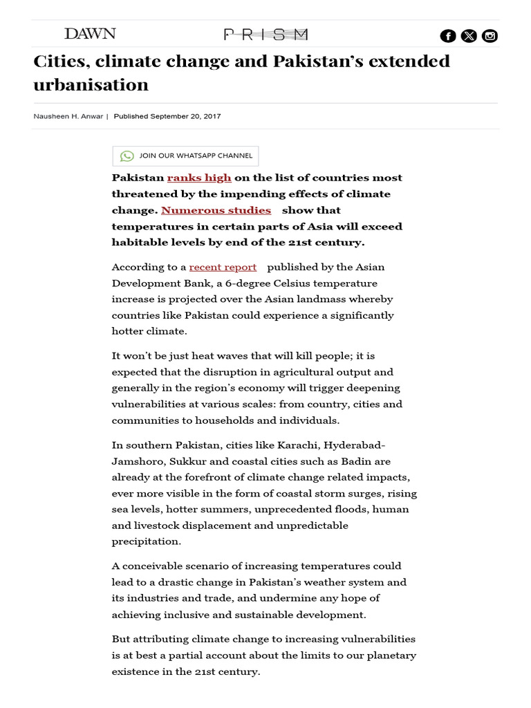 Cities, Climate Change and Pakistan's Extended Urbanisation | Download ...