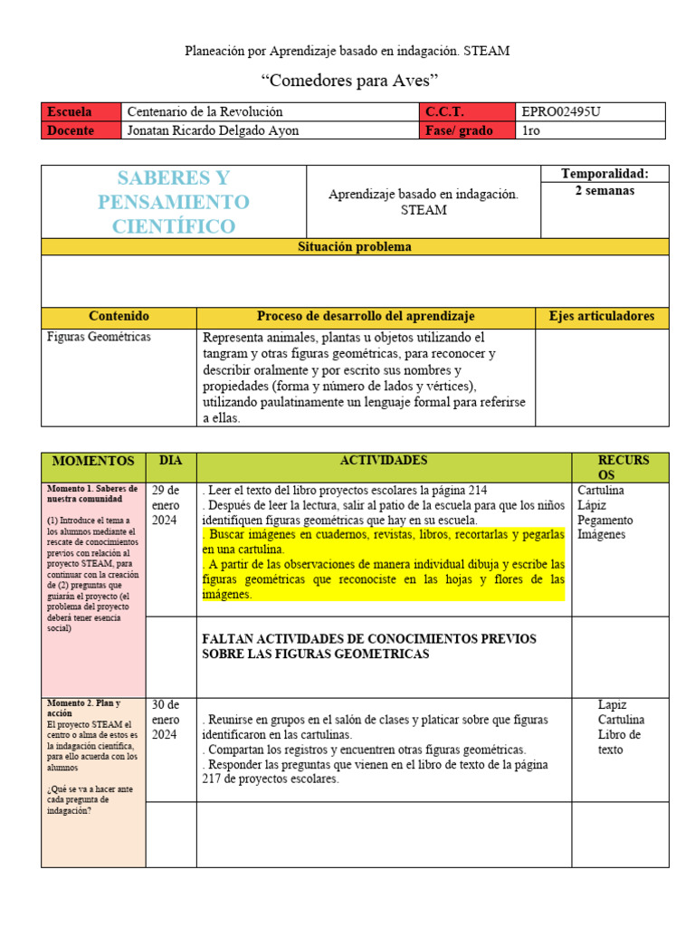 Planeacion Cientifico 1ro A | PDF | Cuaderno