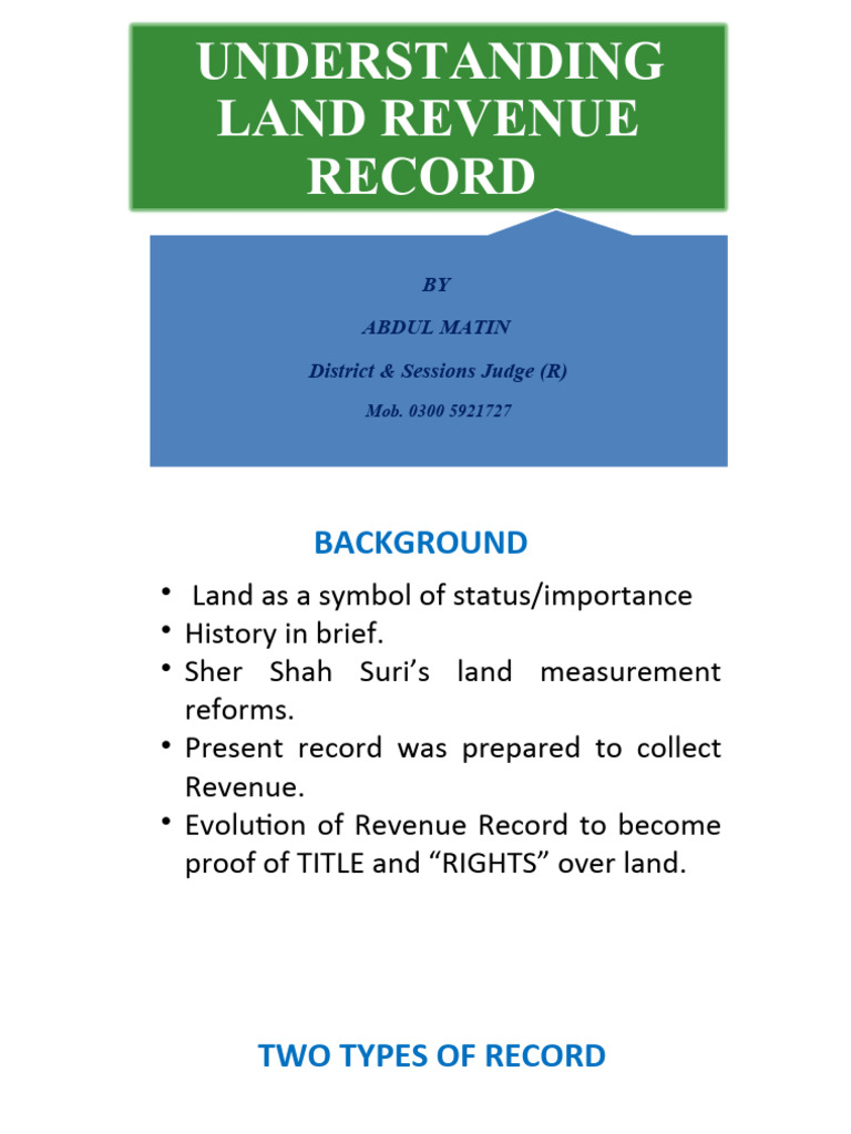 Understanding Land Revenue Record | PDF | Mortgage Law | Property