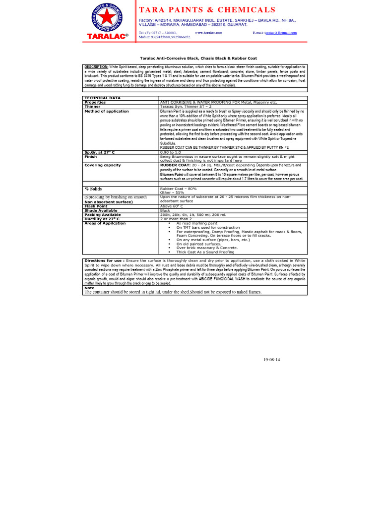 2201 TDS Rubbercoat | Download Free PDF | Paint | Corrosion