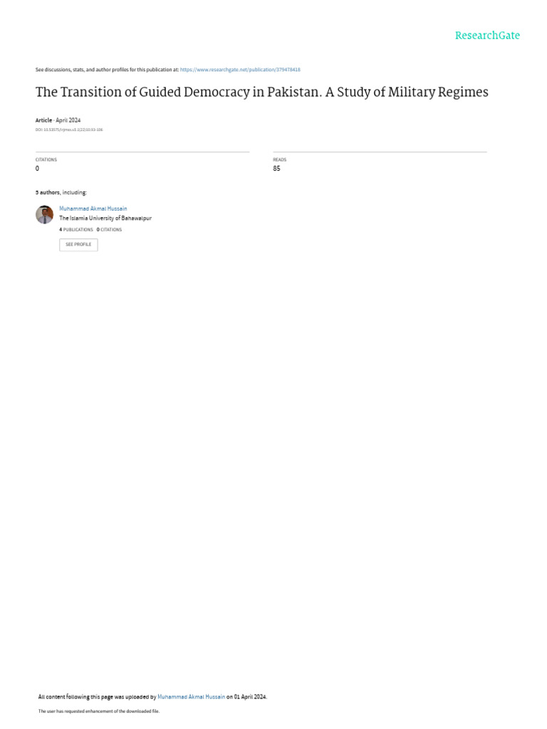 The Transition of Guided Democracy in Pak | PDF | Muhammad Zia Ul Haq ...