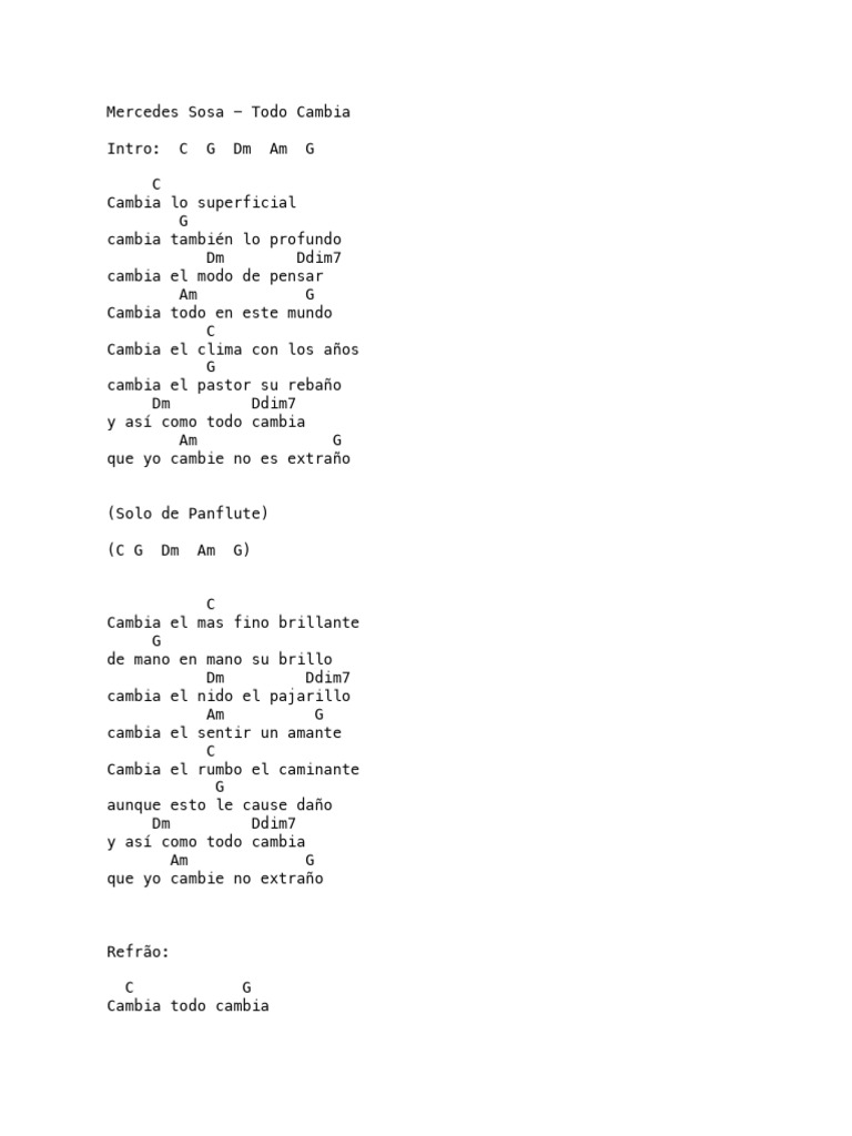 Mercedes Sosa - Todo Cambia | PDF