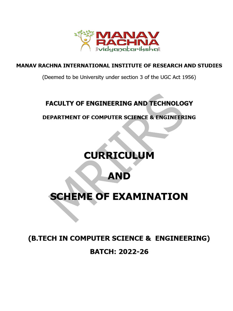 Curriculum Booklet CSE-Core 22-26 | PDF | Engineering | Course Credit