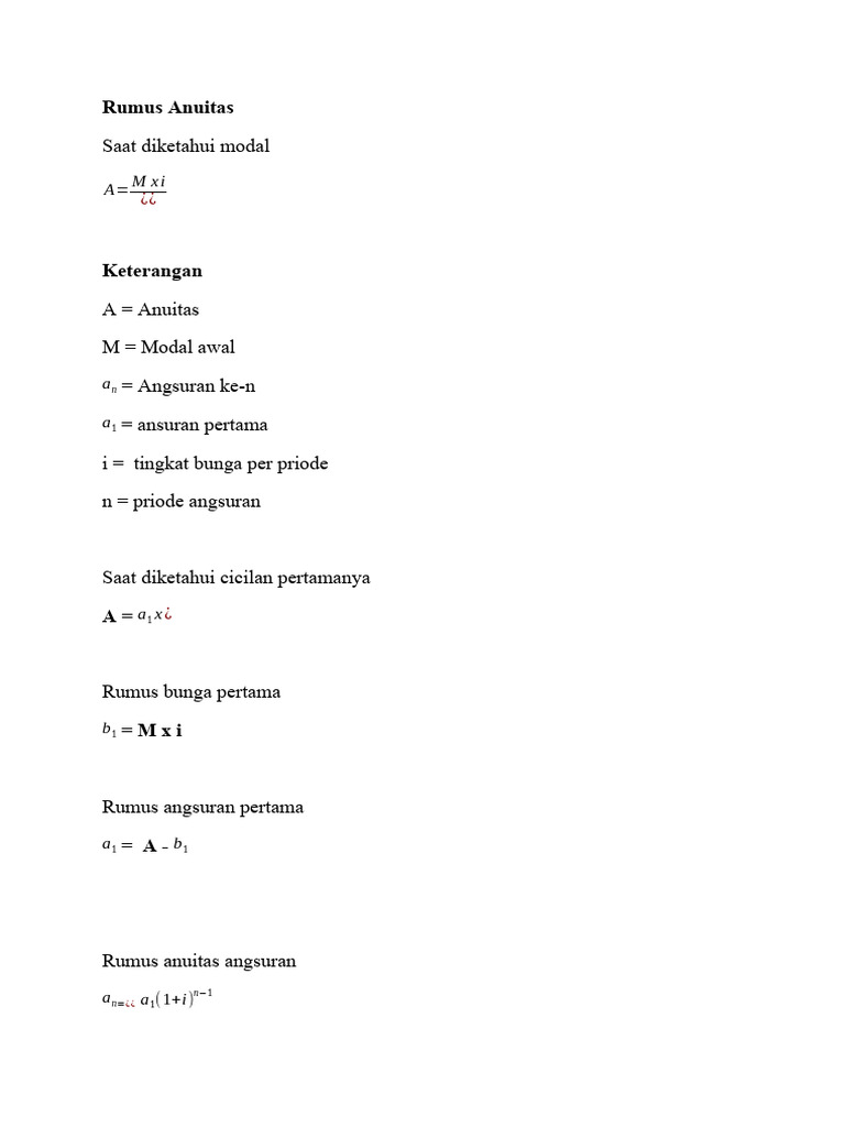 Rumus Anuitas | PDF | Pengelolaan Keuangan & Uang