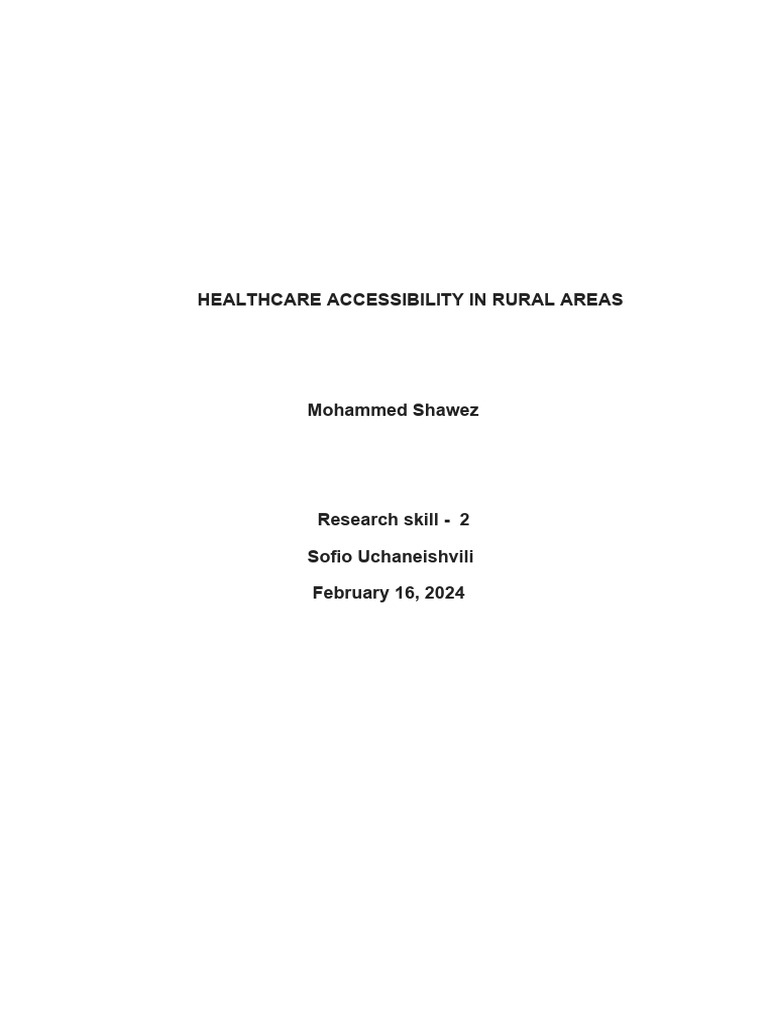 Healthcare Accessibility in Rural Areas | PDF | Health Care | Accessibility
