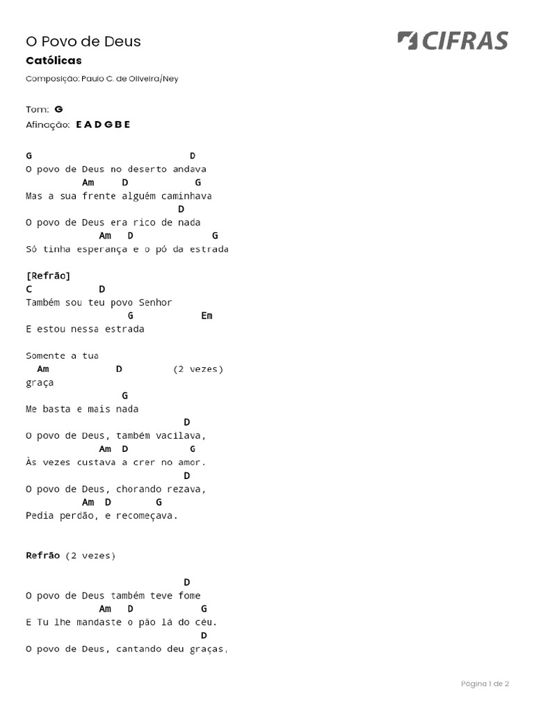 CIFRAS Cifra Catolicas O-Povo-De-Deus | PDF