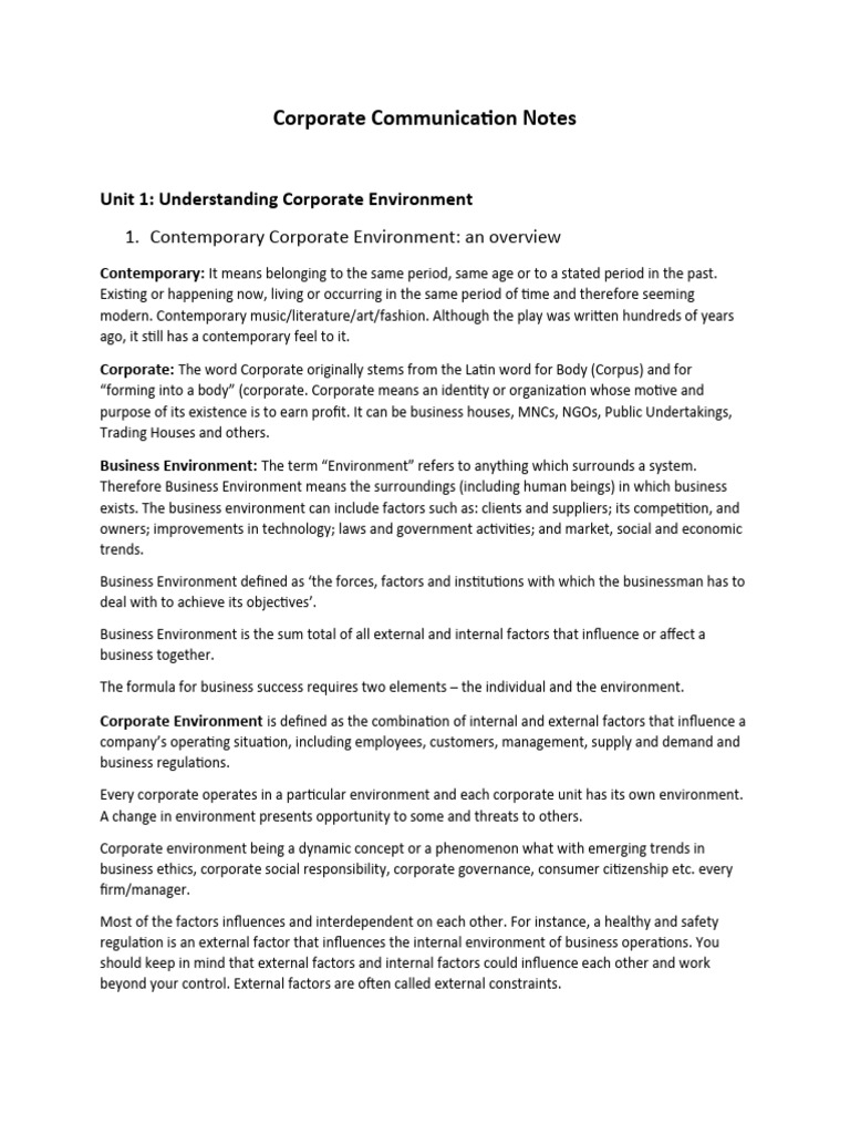 Corporate Communication Notes | PDF | Corporate Social Responsibility ...