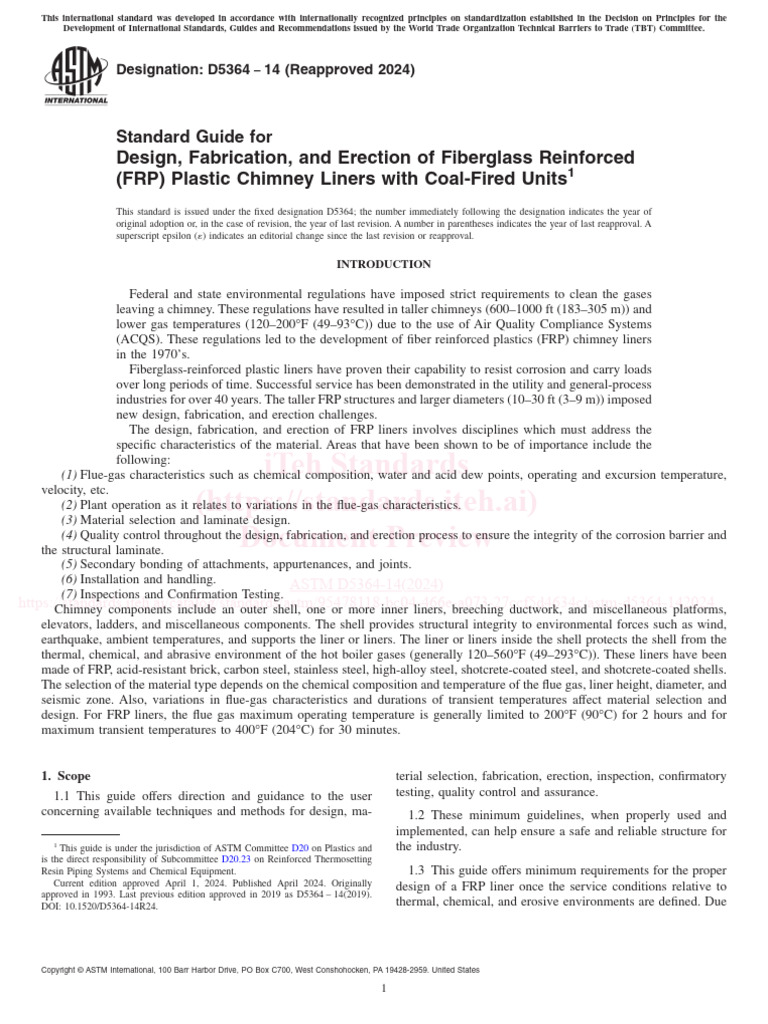 Standard Guide For FRP CHIMNEY ASTM-D5364-14-2024 | PDF | Fiberglass ...