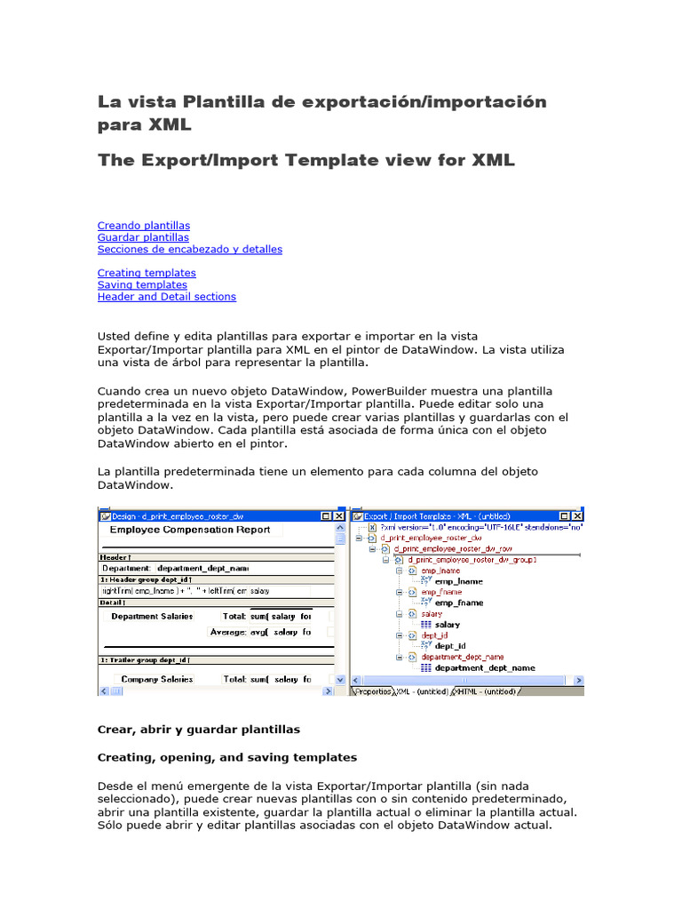 USo Plantilla XML en DW | PDF | Xml | Ventana (informática)