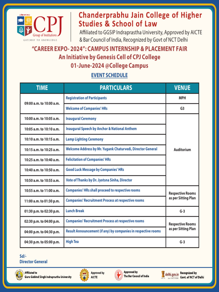 CAREER EXPO EVENT Schedule 2.5ft by 2.5ft 2024 | PDF
