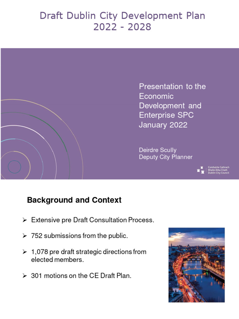 Draft Dublin City Development Plan 2022 - 2028 - Update - Deirdre Scully Deputy City Planner ...