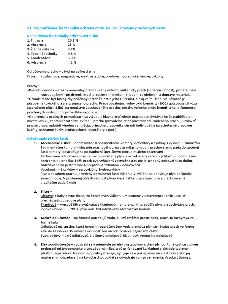 11 Najpouž. Techniky Ochrany Ovzdušia | PDF