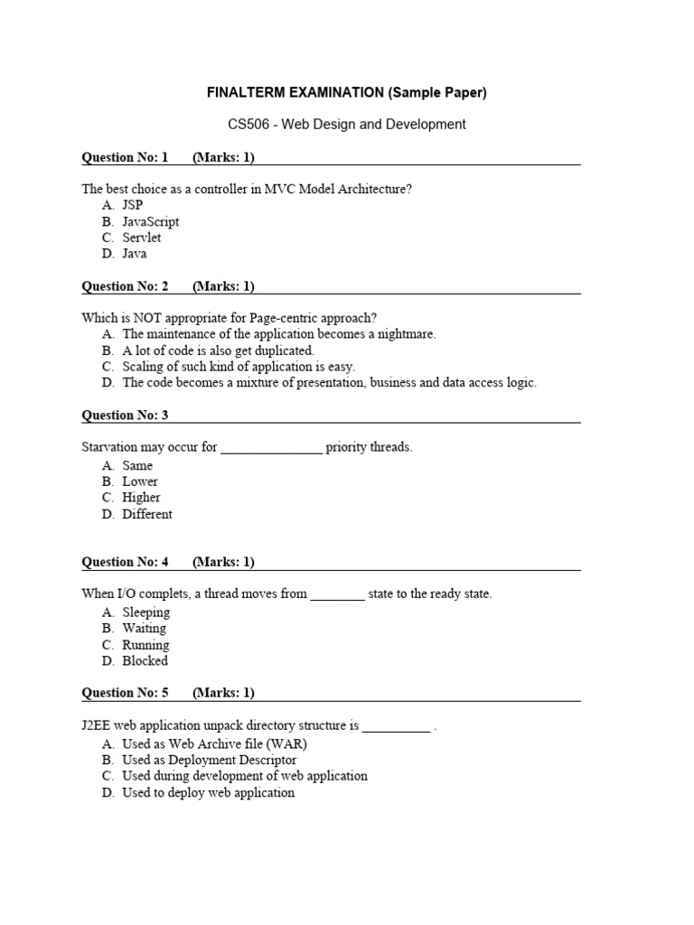 Sample Paper cs506 | PDF | Computer Science | Systems Architecture Sample Paper cs506 | PDF | Computer Science | Systems Architecture