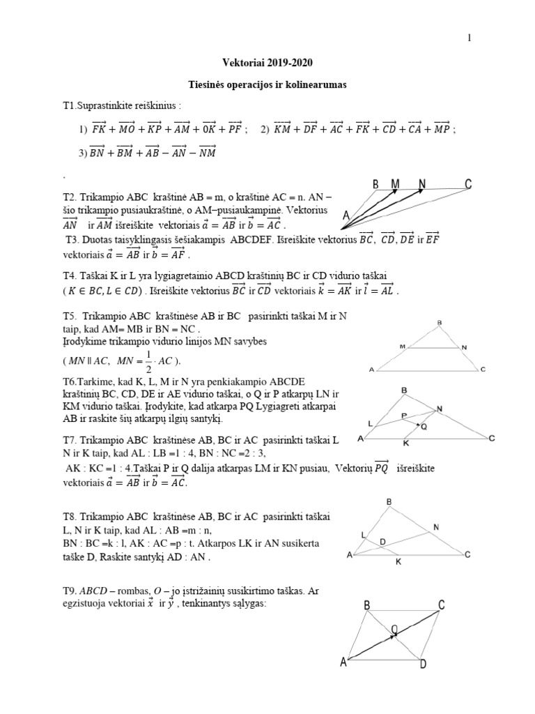 Vektoriai Uzdaviniai 2019-2020 | PDF