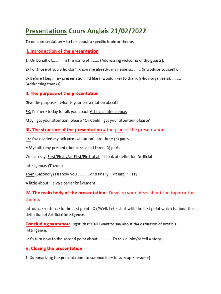 Notes Cours Anglais | PDF