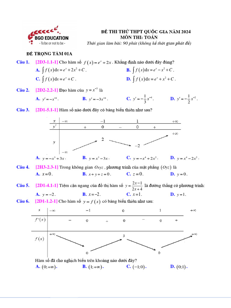 Toán 1 | PDF