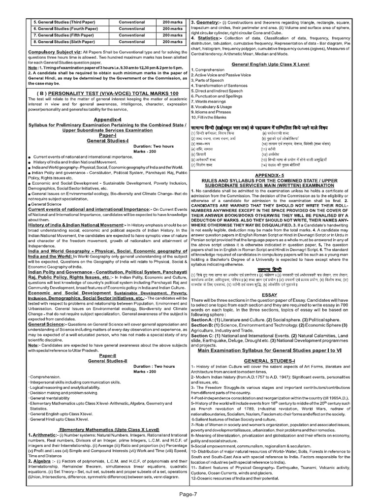 Uppsc Pre Syllabus | PDF