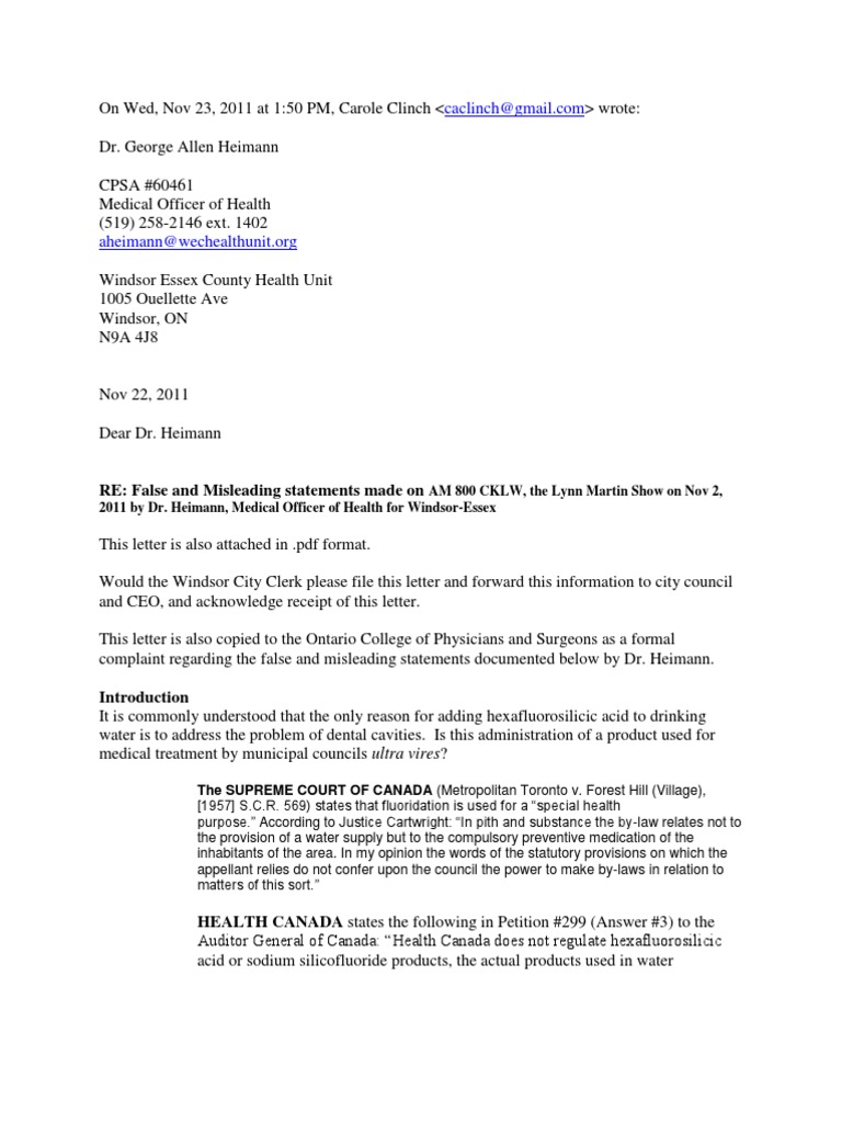 RE: False and Misleading Statements Made On | PDF | Drinking Water | Safety