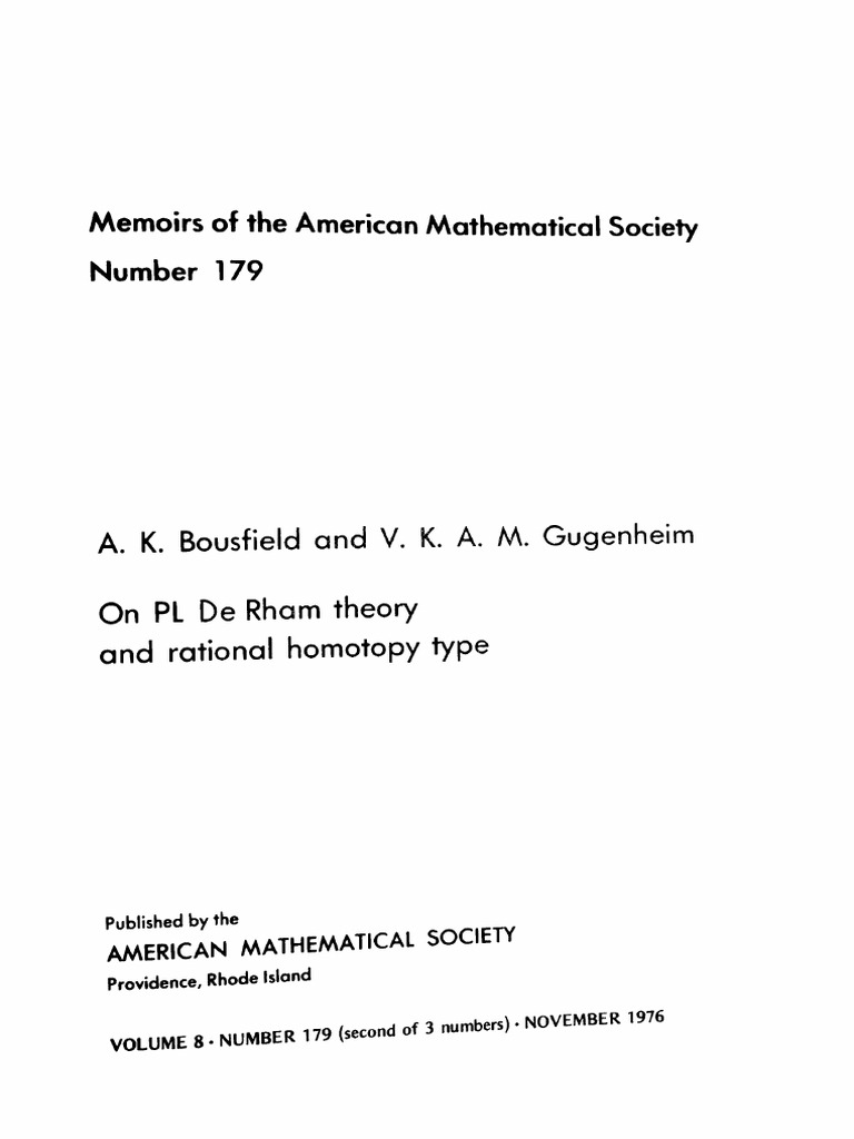 Bousfield, Gugenheim - On The PL de Rham Homotopy Theory and Rational ...