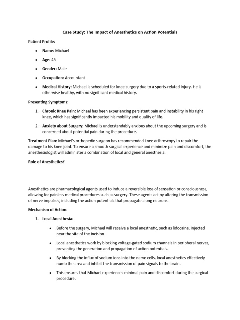 Case Study Anesthetics | PDF | Anesthesia | Pain