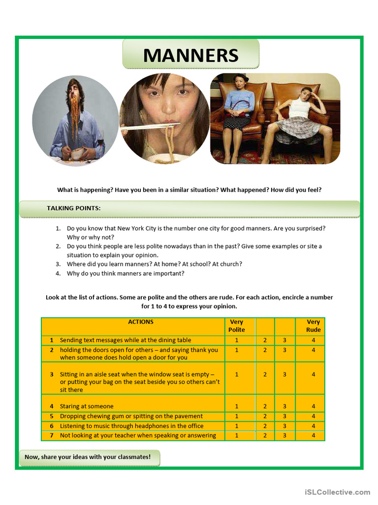 Manners | PDF | Language Arts & Discipline | Wellness
