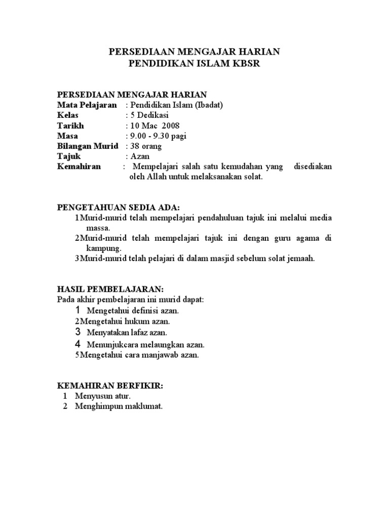 RPH Tayammum PGS | PDF