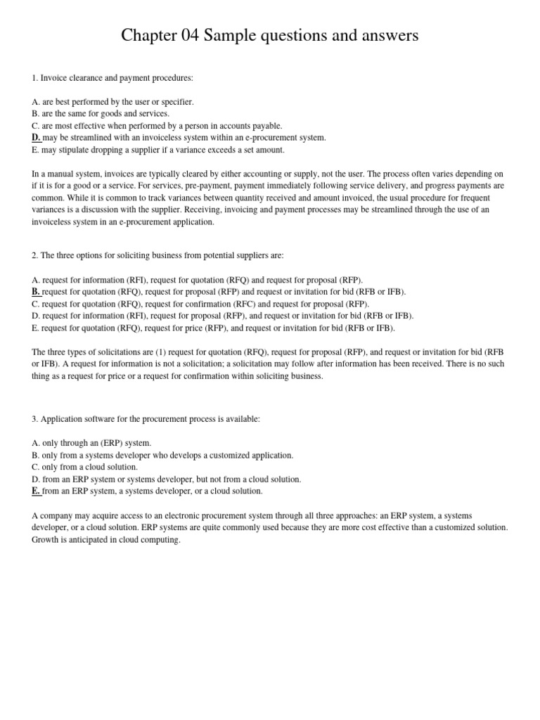 Ch-4 Practice Questions | PDF | Request For Proposal | Enterprise Resource Planning