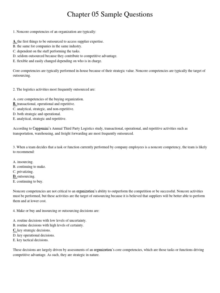 Ch-5 Practice Questions | PDF | Outsourcing | Employment