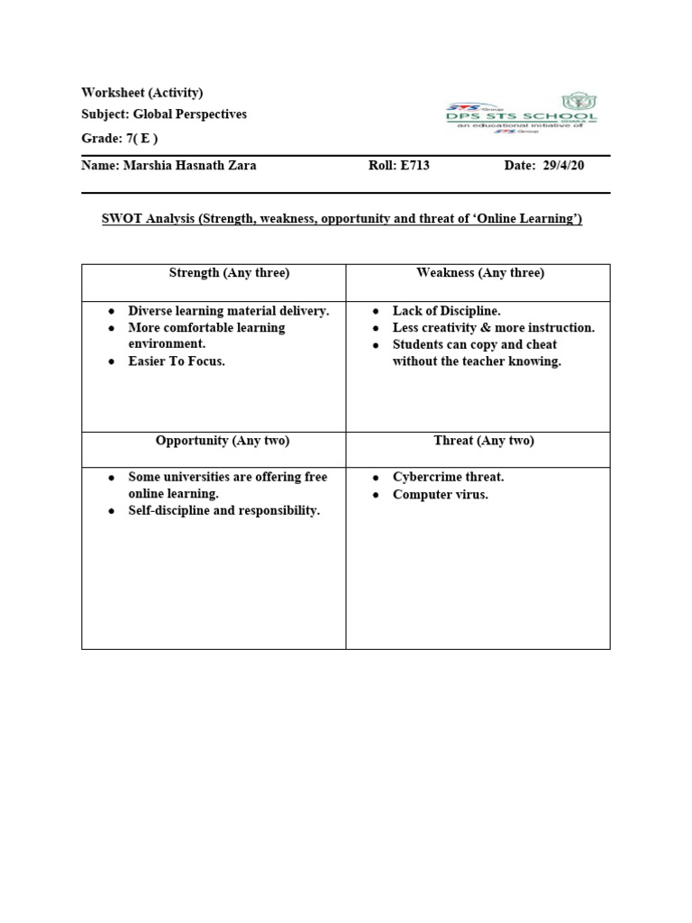 Worksheet - SWOT Analysis | PDF | Games & Activities | Computers