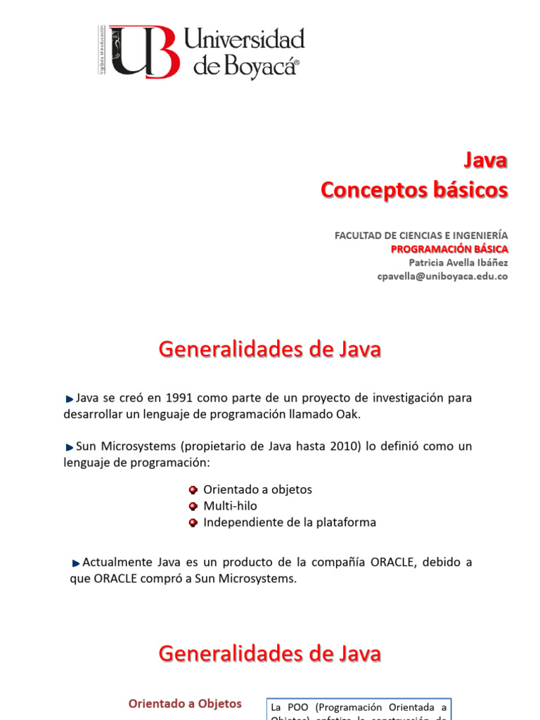 1 JavaConceptosBasicos | PDF | Java (lenguaje de programación) | máquina virtual de Java