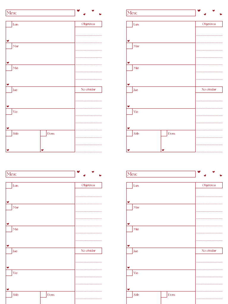 A4 Final A5 - Planner Corazones - Interior Rojo | PDF