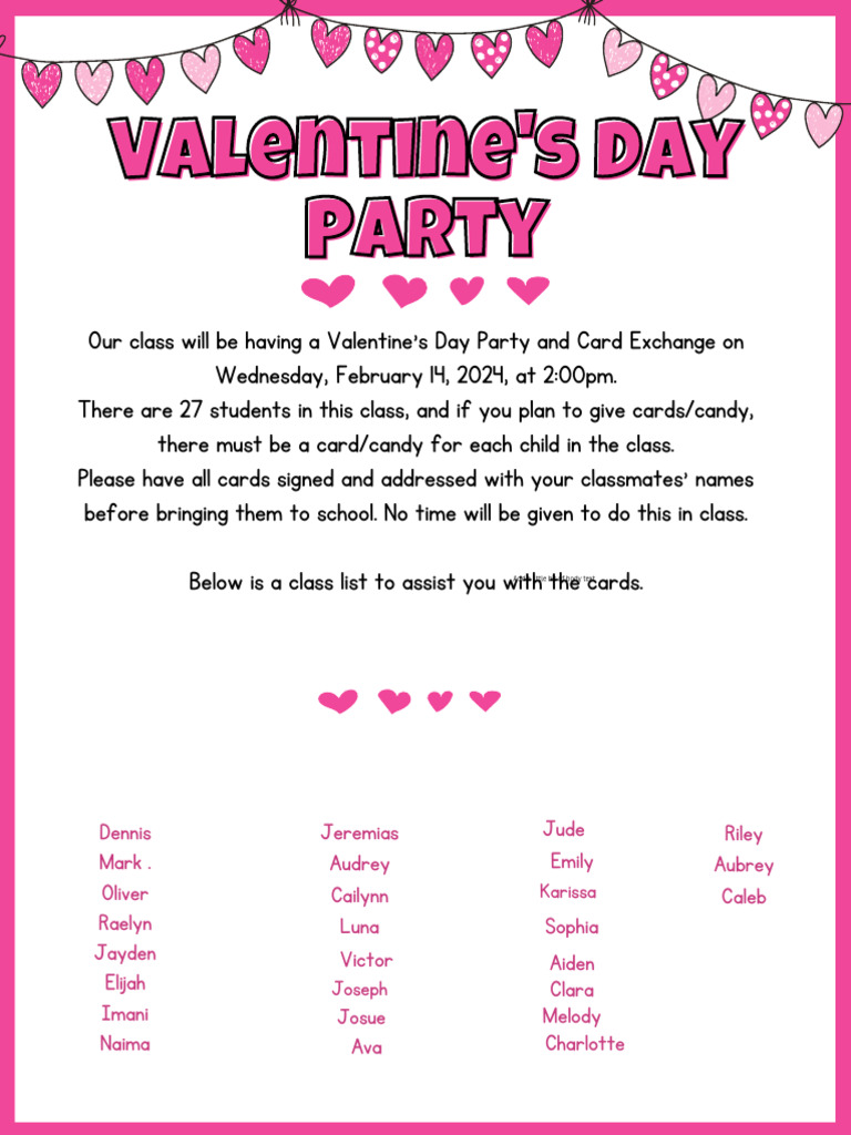 Valentine's Day Party Letter | PDF