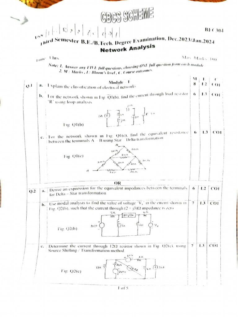 Network Analysis 3rd Sem 2022 Schem | PDF