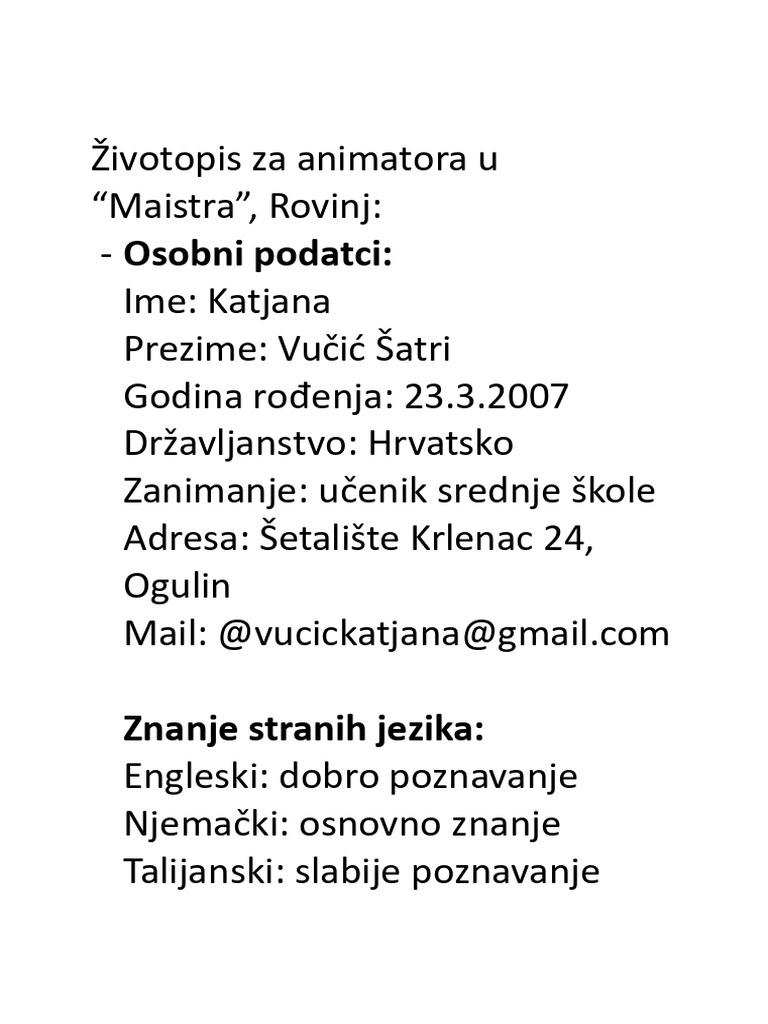 Zivotopis | PDF