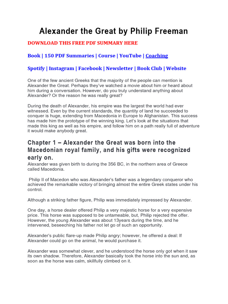 Alexander the Great: A Biography Summary | PDF | Alexander The Great ...