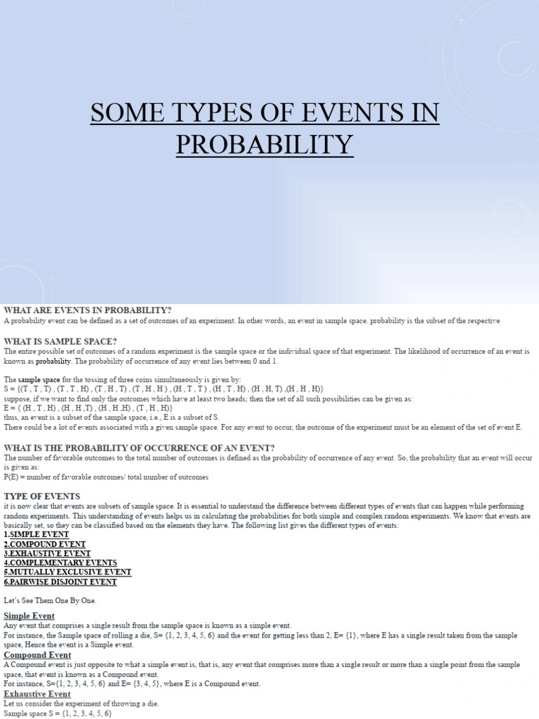Some Types of Events in Probability | PDF | Probability | Sampling ...