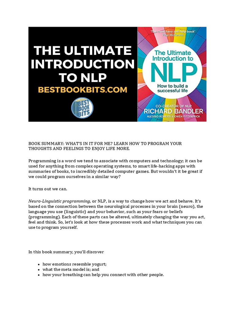 The Ultimate Introduction To NLP | PDF | Neuro Linguistic Programming ...