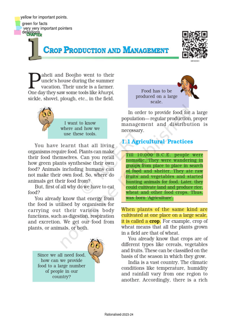 Crop Production and Management Bio (Class 8th) | PDF | Fertilizer | Soil