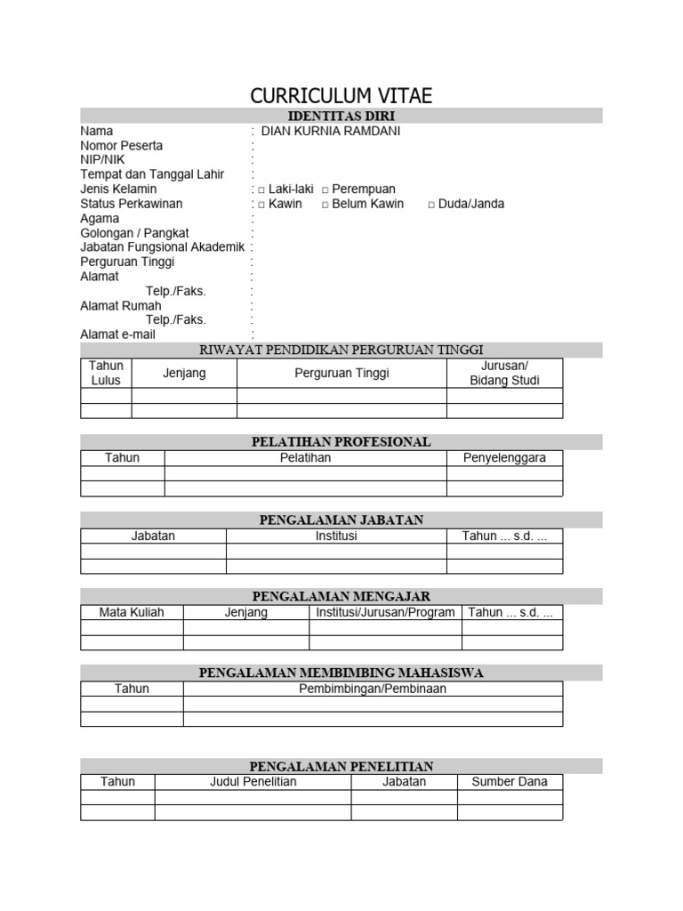 CURRICULUM VITAE Dosen | PDF | Seni