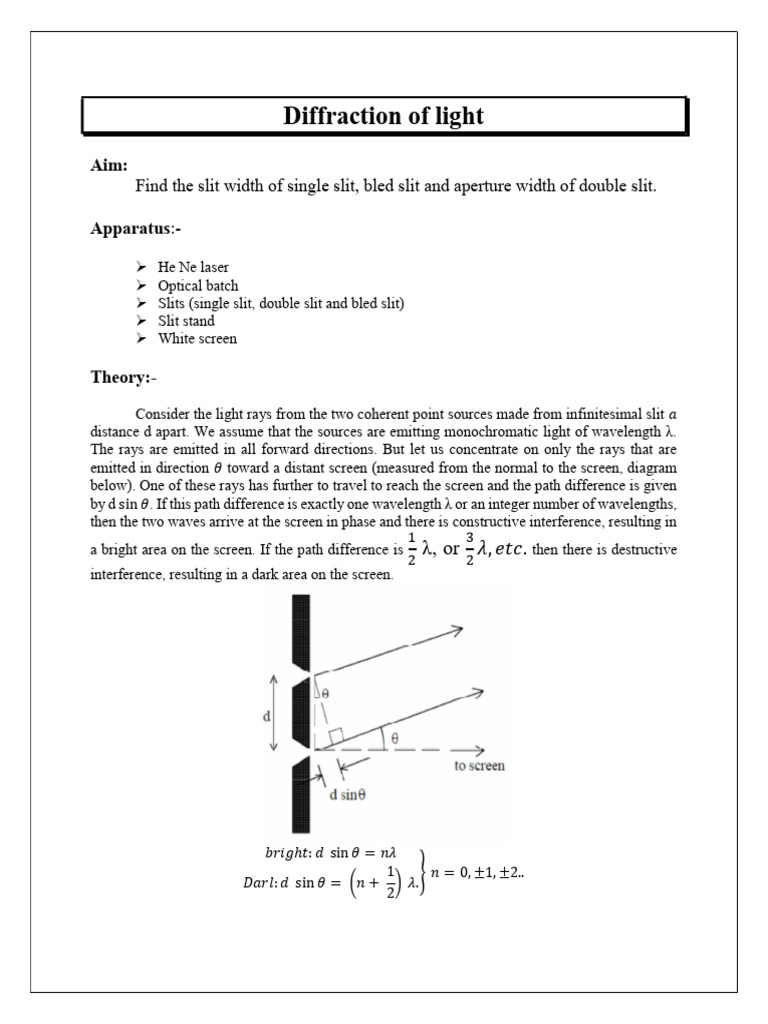 2.diffraction of Light | PDF | Diffraction | Wavelength