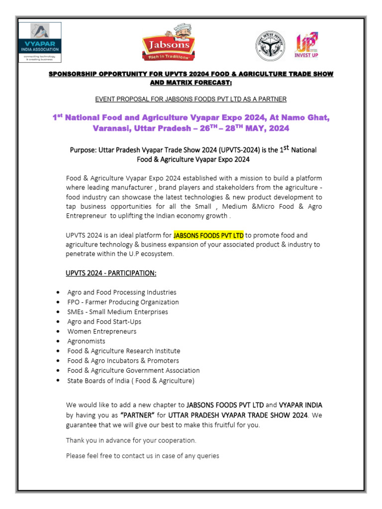 Sponsor - JABSONS FOODS PVT LTD | PDF | Private Sector | Business