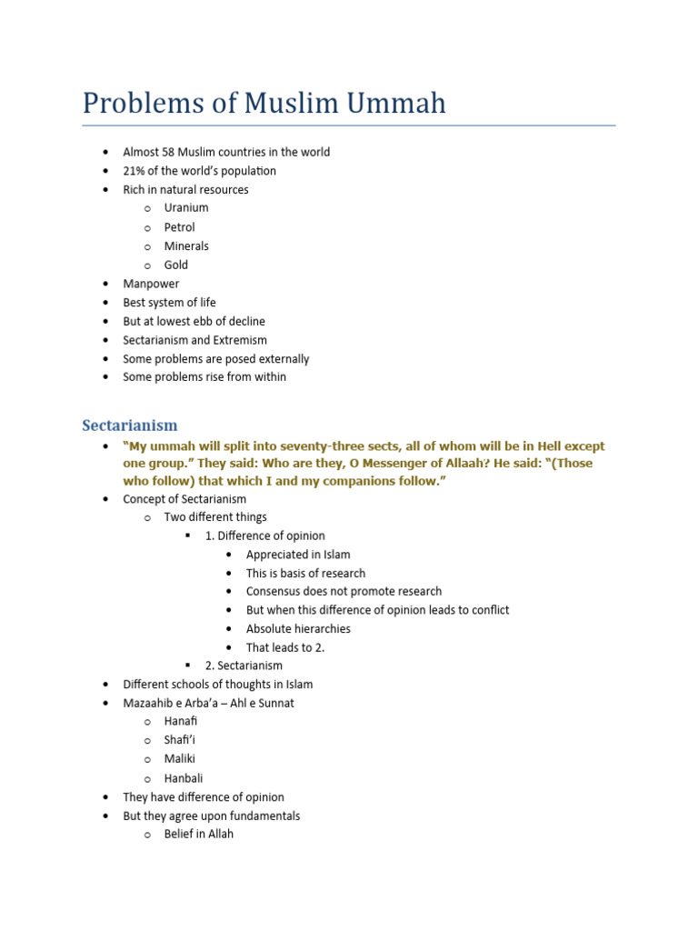 15) Problems of Muslim Ummah | PDF | Jihad | Sharia