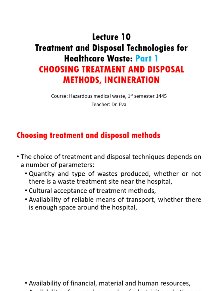 Lecture 10 Treatment and Disposal Technologies PART 1 | PDF ... Lecture 10 Treatment and Disposal Technologies PART 1 | PDF ...