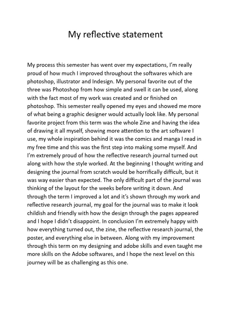 Graphic Design Semester Reflection | PDF | Career & Growth