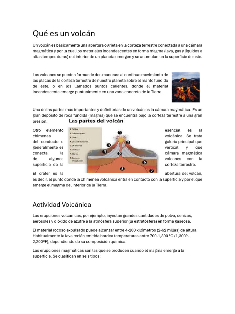 Tipos y características de volcanes | PDF | Tipos de erupciones ...