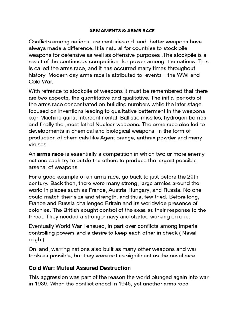 Armaments - Arms Race - Final | PDF | Nuclear Weapons | Cold War