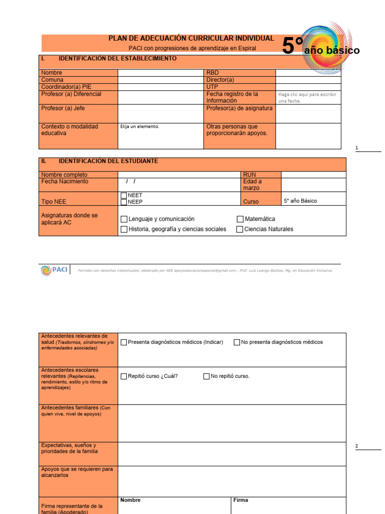 PACI Espiral 5° Básico | PDF | Evaluación | Aprendizaje
