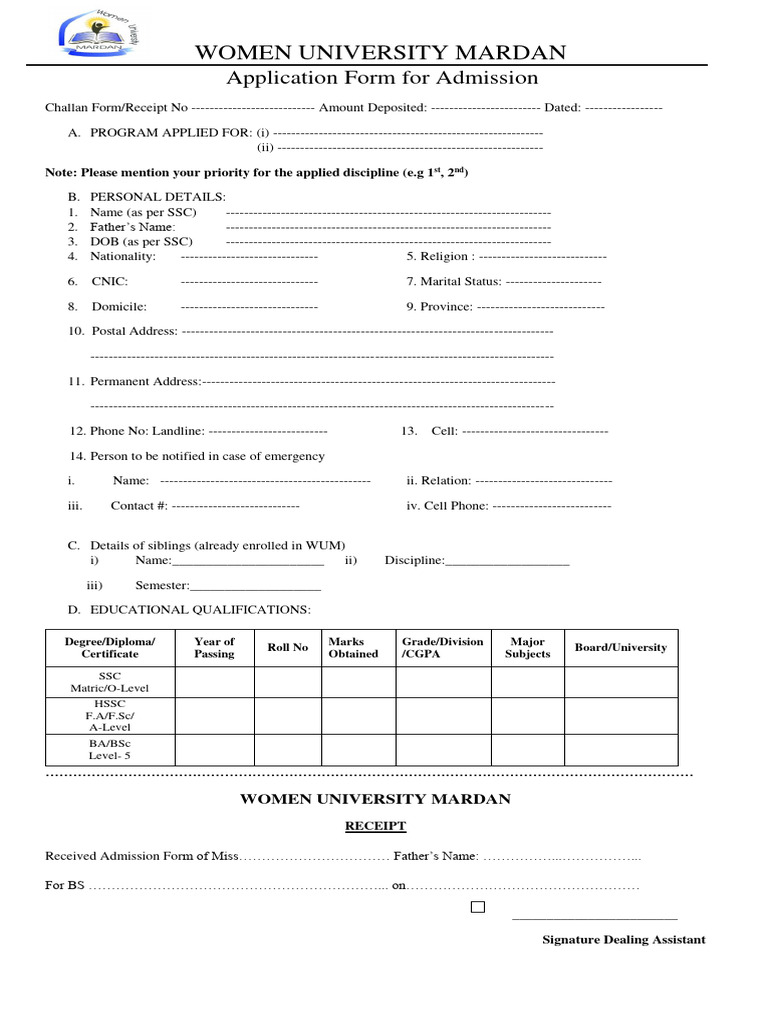 BS-2019 New Application Form | PDF | Bachelor Of Science | Student Assessment And Evaluation