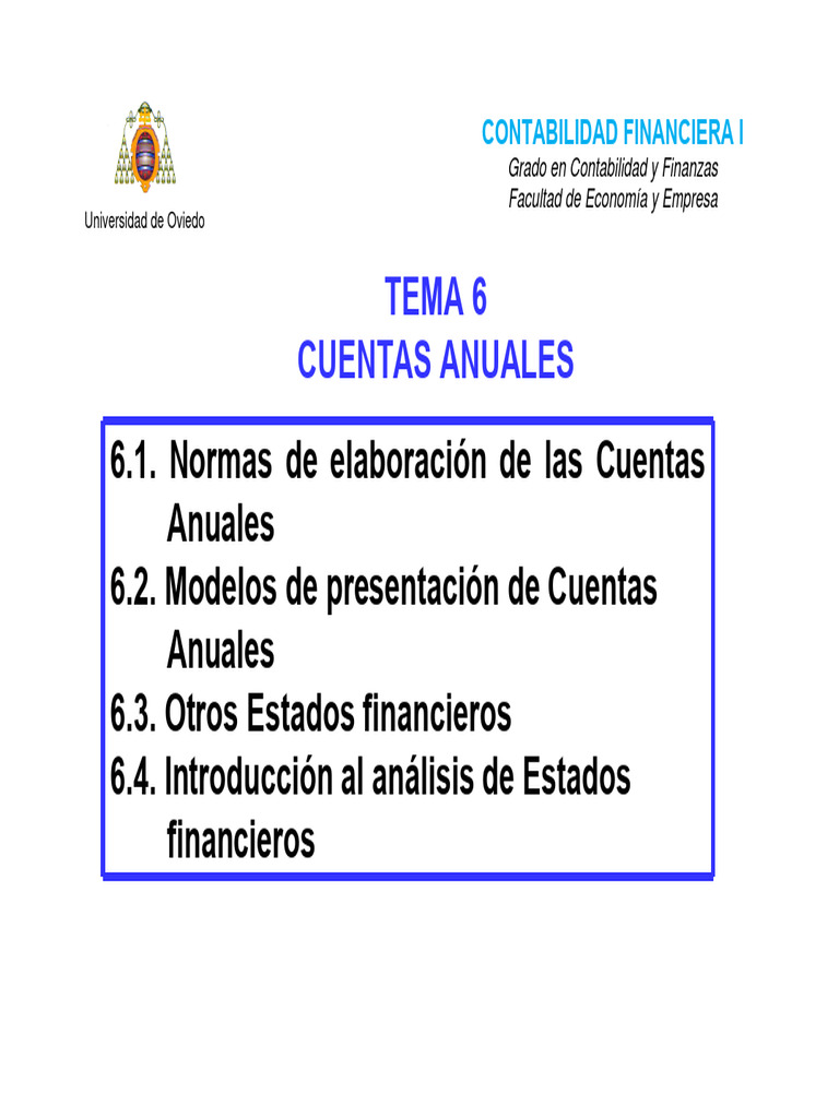 Transparencias Tema 6 - 240531 - 151802 | PDF | Contabilidad | Estado financiero